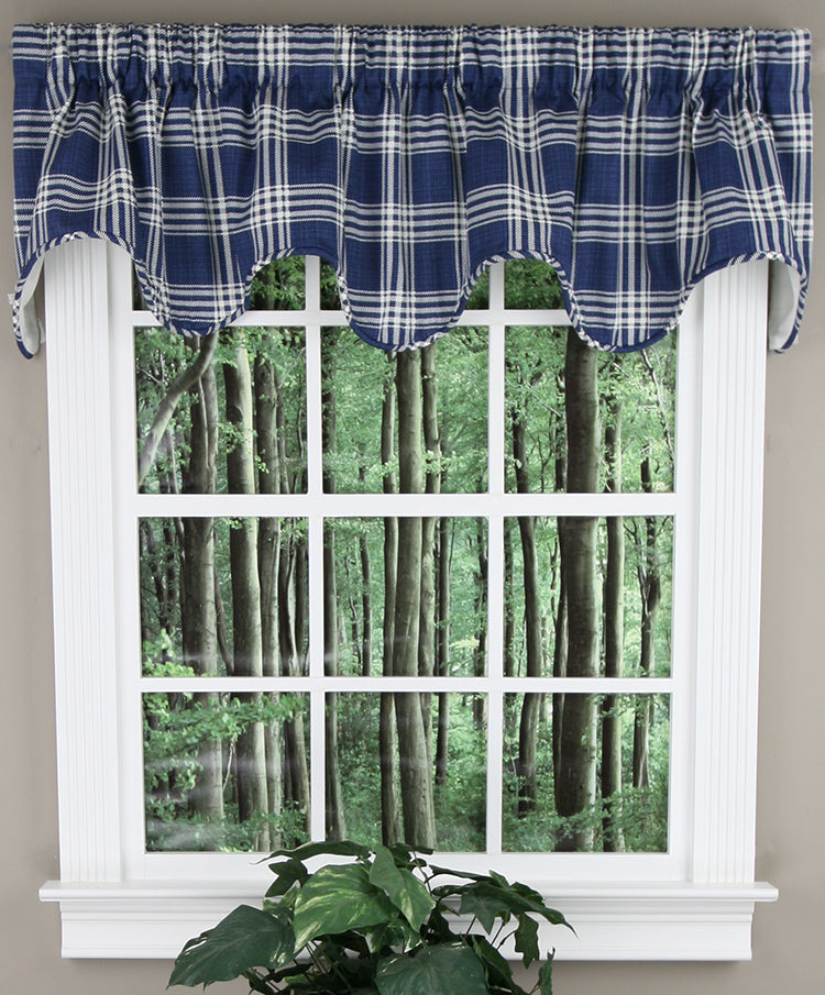 Barlett Plaid Valance - Blue - A.L Ellis - Kitchen Valances – Swags Galore