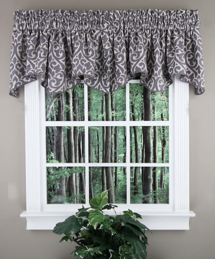 Bryce Scalloped Valance - Pewter - Twill & Birch - Kitchen Valances ...