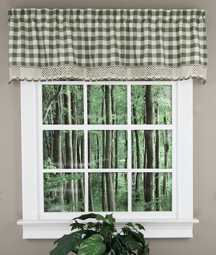 Buffalo Check Straight Valance - Sage - Swags Galore - Country Valances