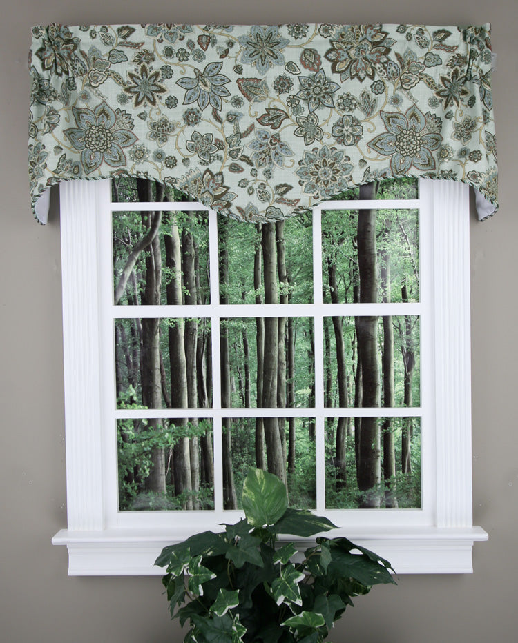 Cassidy Lined Valance - Spa Twill & Birch - Kitchen Valances – Swags Galore