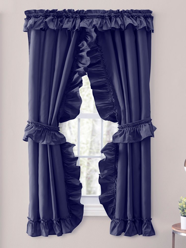 Swags Galore - Stacey Farmhouse Curtains - Navy - Window Treatments