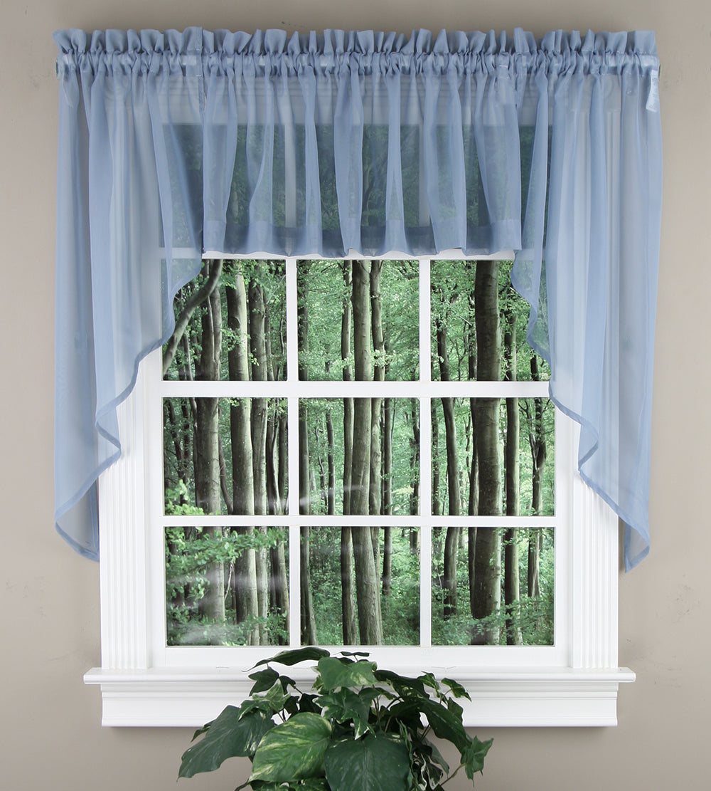Elegance Voile Curtains Blue Stylemaster - Jabot & Swag Kitchen ...