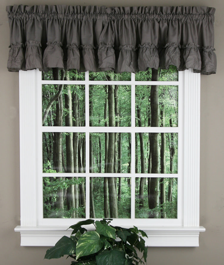 Stacey Ruffled Kitchen Valance | Grey | A.L Ellis Curtains - Kitchen ...