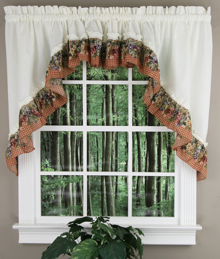 Tuscan Swag Pair - Red - Swags Galore - Jabot & Swag Kitchen Curtains