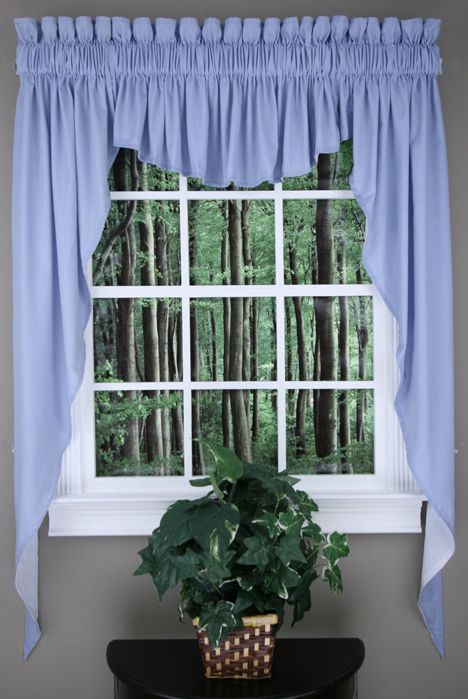 Emery Lined 3 piece Swag & Jabot Curtain Set 63"L - Sky - Kitchen ...