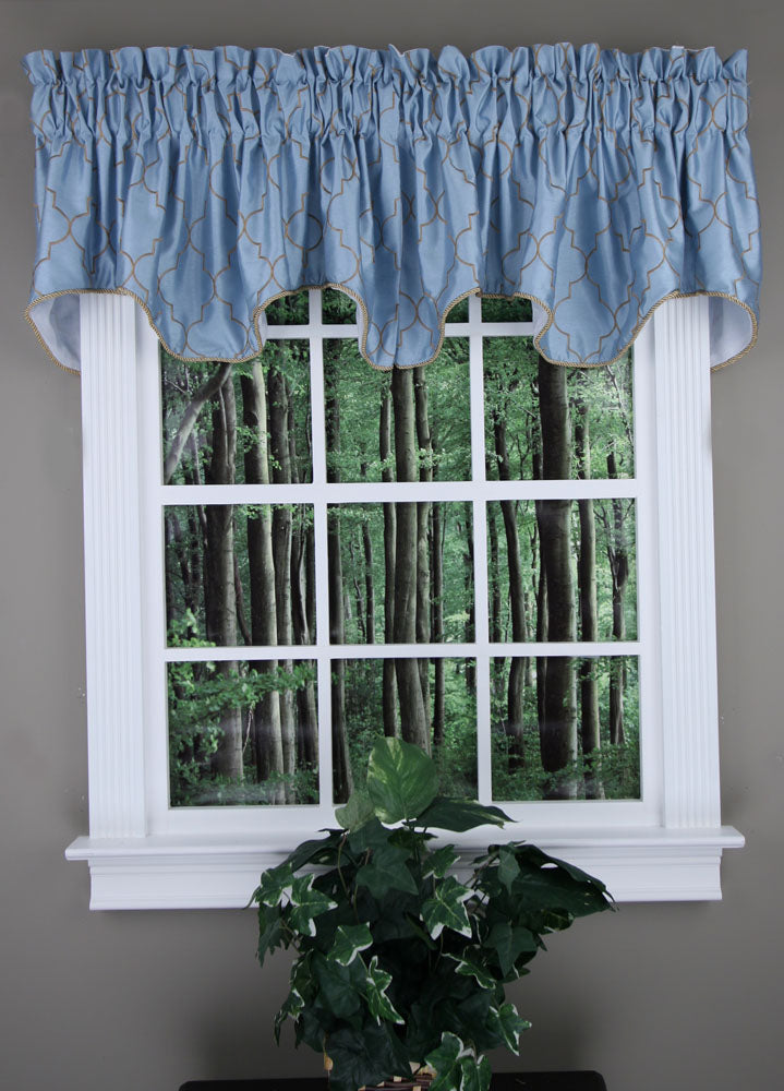 Hudson Embroidered Valance Spa Stylemaster - Kitchen Valances – Swags ...