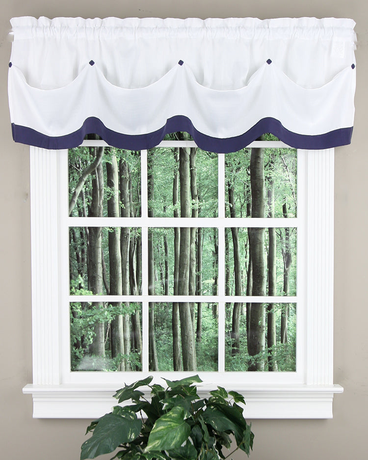 Curtain Shop | Lana Valance | Navy - Kitchen Valances – Swags Galore