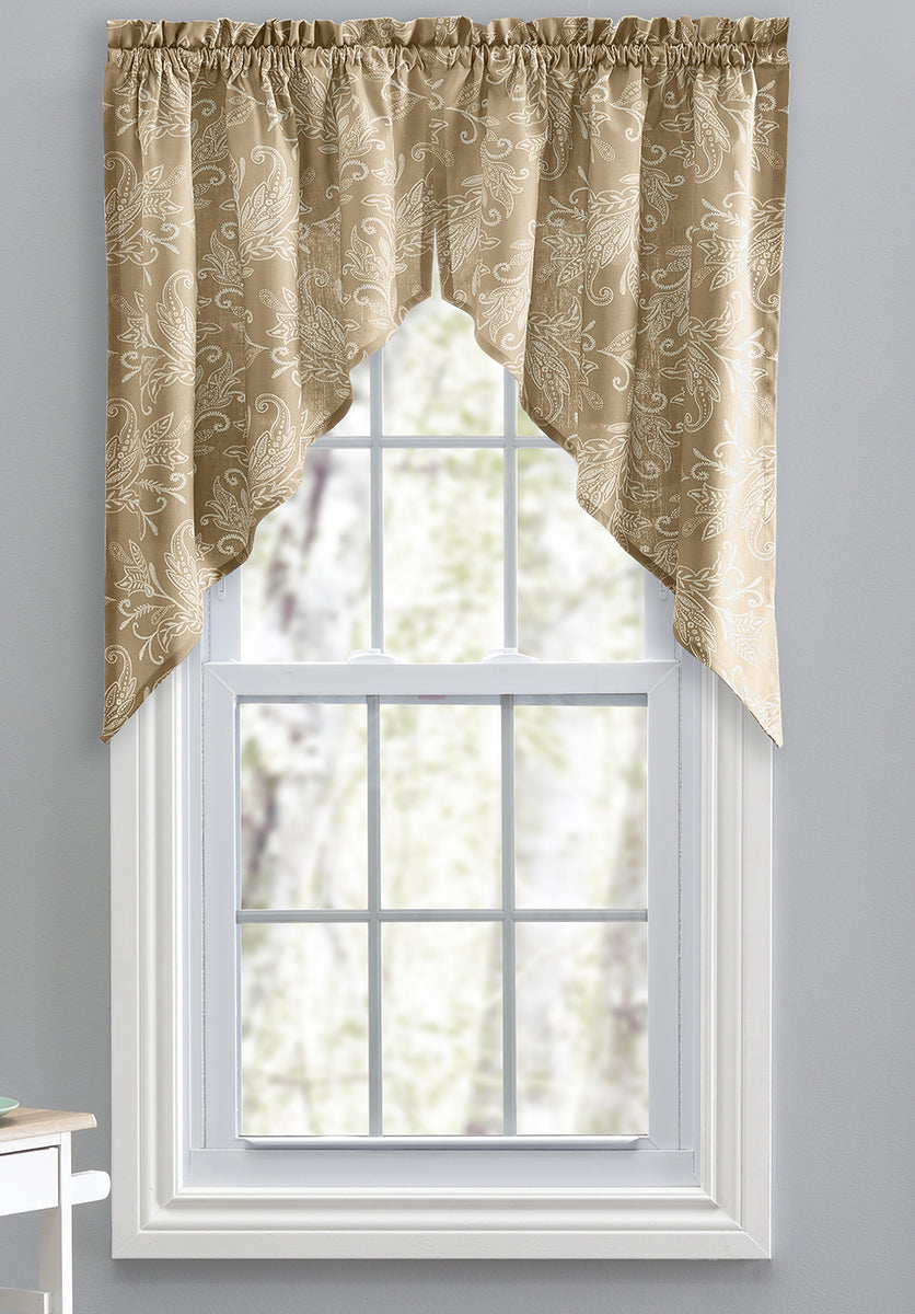 Lexington Leaf Swag Pair - Tan - Jabot & Swag Kitchen Curtains – Swags ...