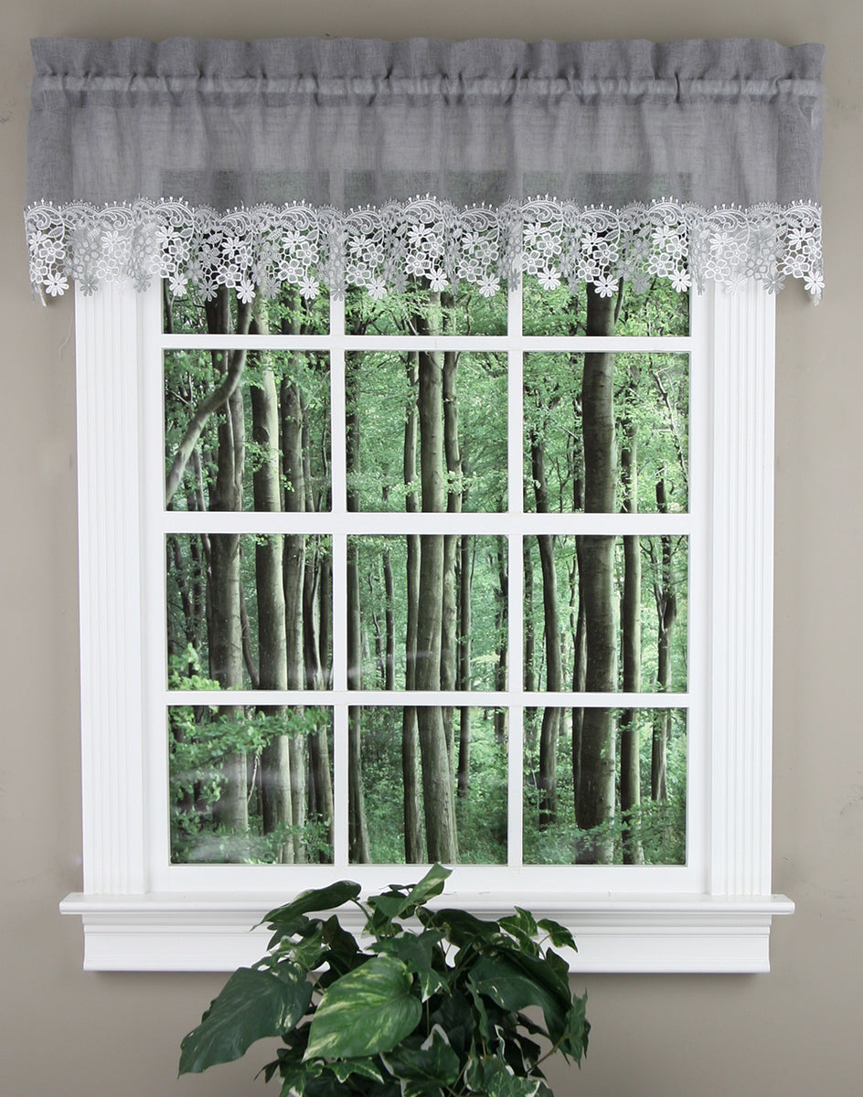 Lillian Lace Valance | Gray | Renaissance Home Fashion - Kitchen ...