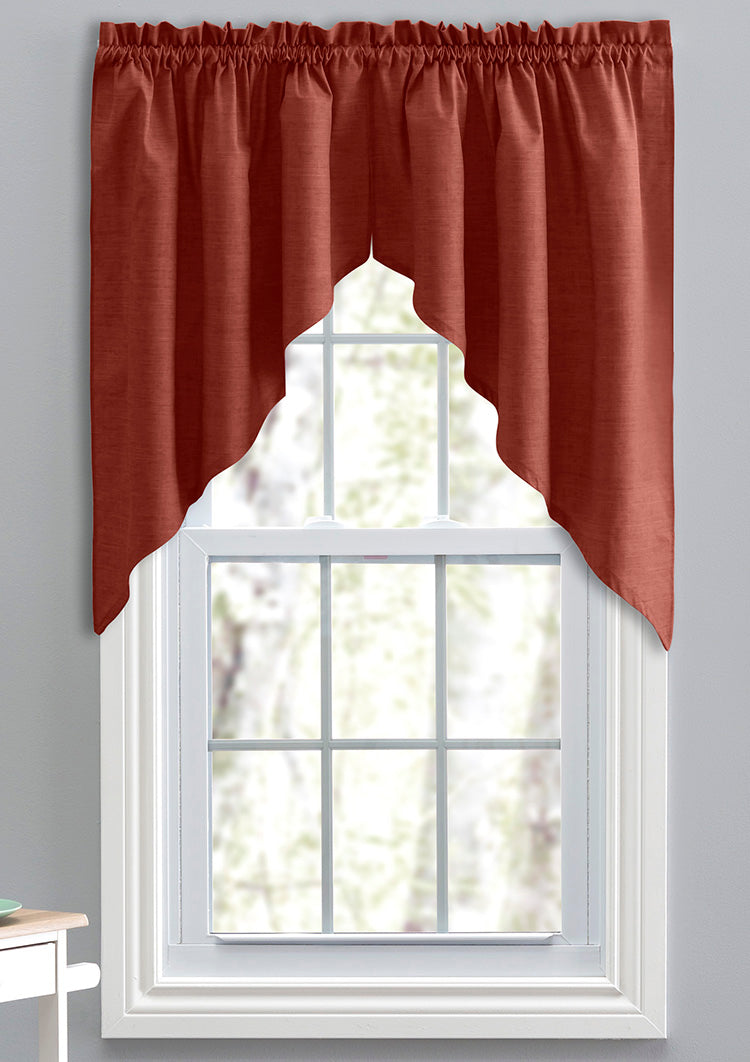 Lisa Solid Jabots - Red - Discount Curtains - Jabot & Swag Kitchen ...