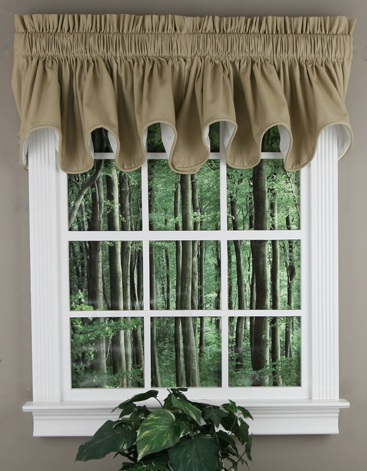 Lisa Solid Country Valance - Tan - Kitchen Valances – Swags Galore