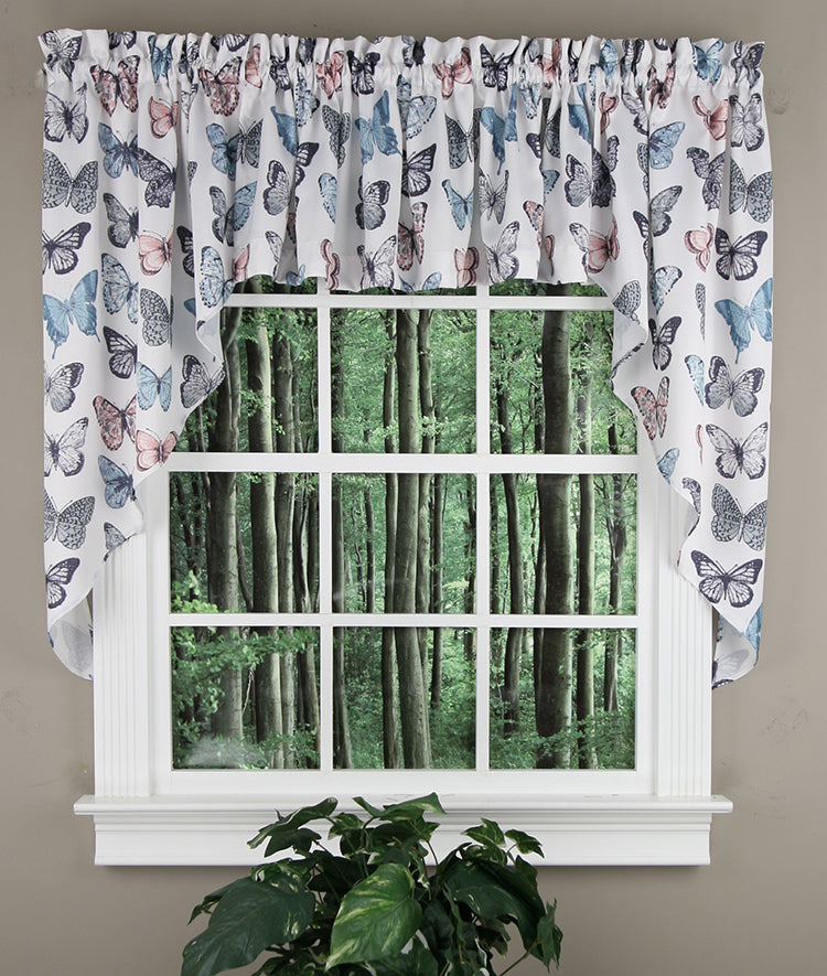 Marepesia Swag Pair - Blue - Jabot & Swag Kitchen Curtains – Swags Galore
