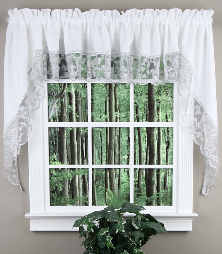 Maribel Kitchen Embroidered Swag Pair - Silver - RHF - Jabot & Swag ...