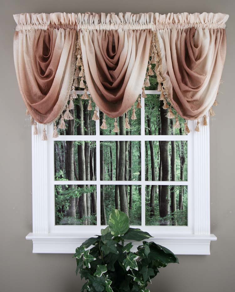 Ombre Tassel Valance Sandstone Achim - Kitchen Valances – Swags Galore