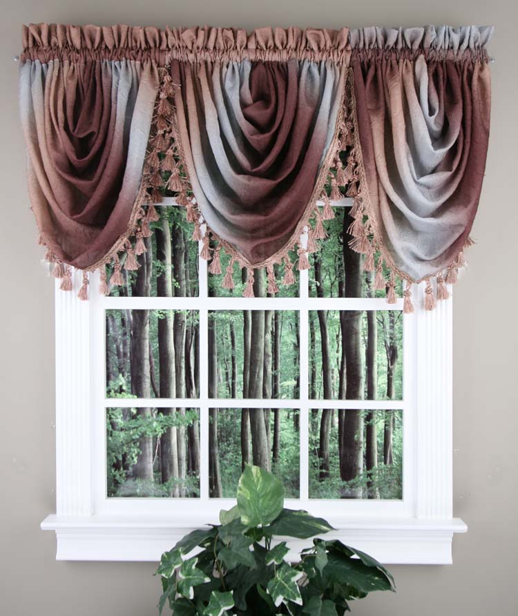 Ombre Waterfall Tasseled Valance - Chocolate - Achim - Kitchen Valances ...