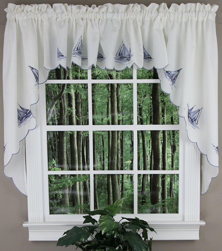 Renaissance Home Fashions - Sailboat Swag Curtain - Blue - Jabot & Swag ...