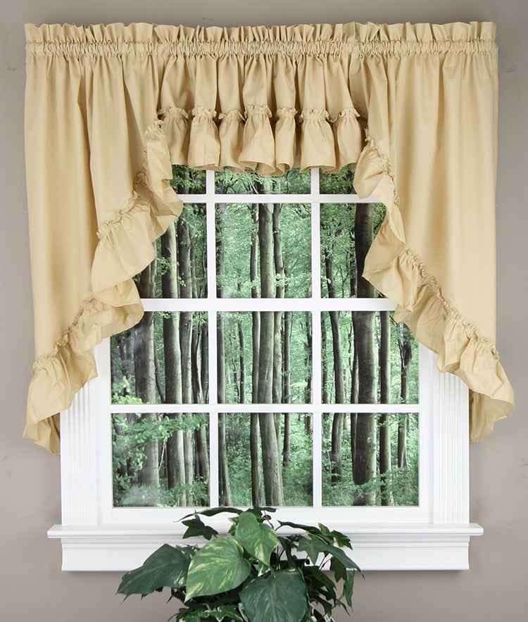 Swags Galore - Stacey Swags - Almond(Beige) - Jabot & Swag Kitchen Curtains