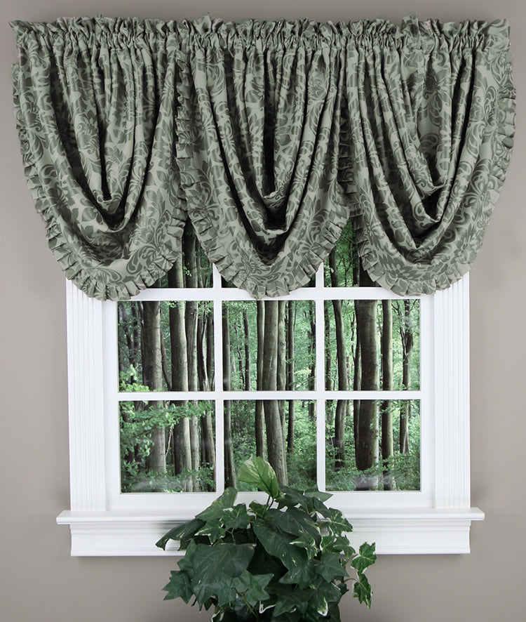 Sutton Pleated Waterfall Valance - Sage - Achim - Kitchen Valances ...