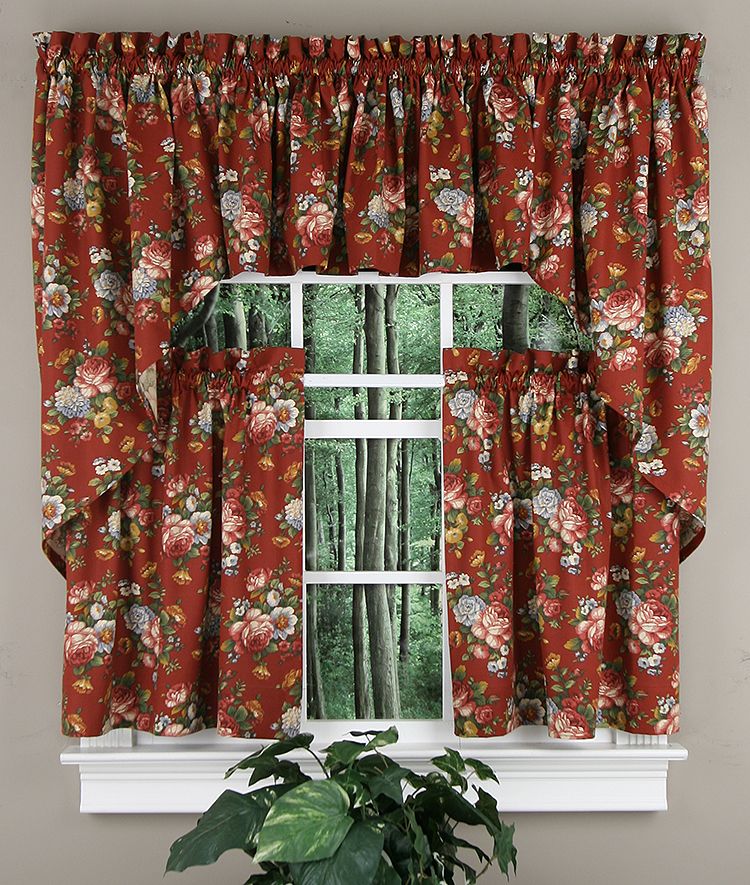 Bella Rose Tier Curtains - Red - Swags Galore - Kitchen Country Curtains