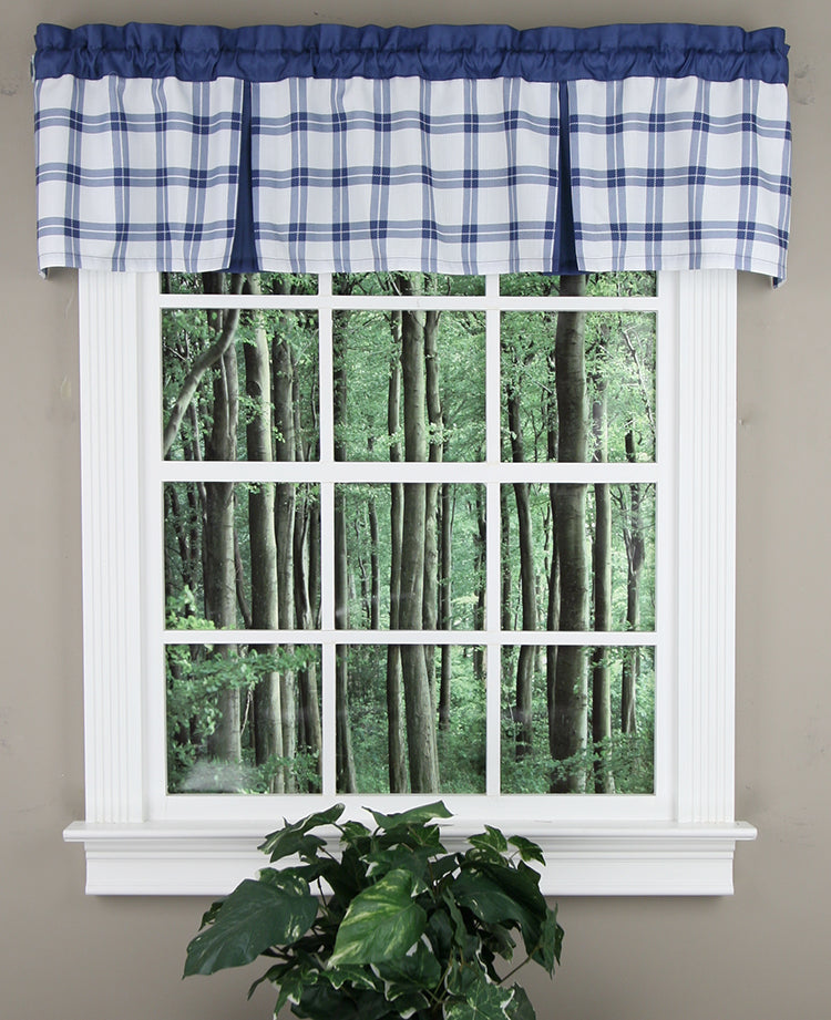 Curtain Shop | Tate Pleated Valance - Blue - Kitchen Valances – Swags ...