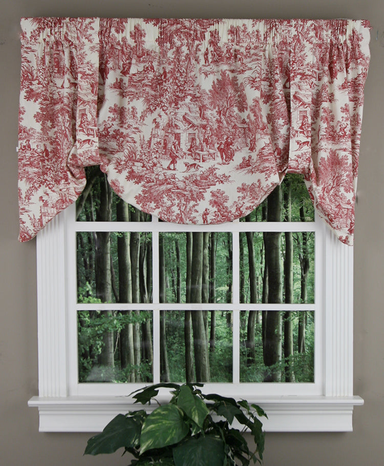 Victoria Park Tie Up Valance - Red - Ellis - Kitchen Valances – Swags ...