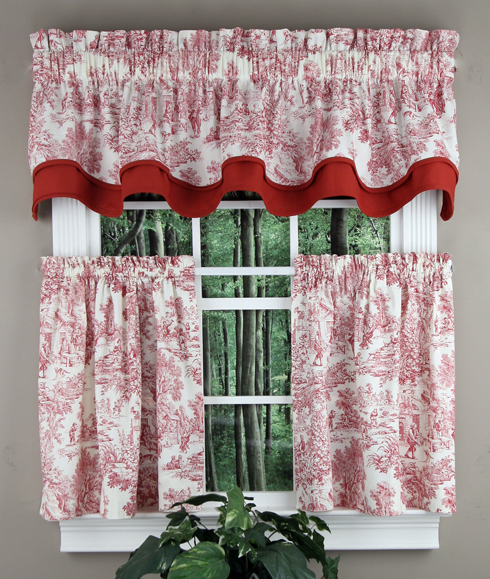 Victoria Park Toile Red Bradford Valance and Tier Pair - Ellis ...