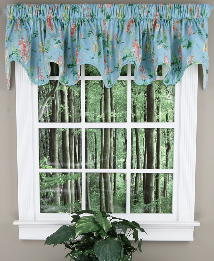 Ellis - Wisteria Valance - Turquoise - Kitchen Valances – Swags Galore