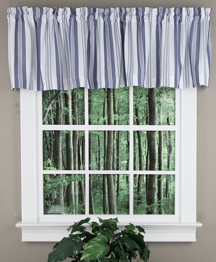 York Valance - Navy - Curtain Chic - Kitchen Valances – Swags Galore
