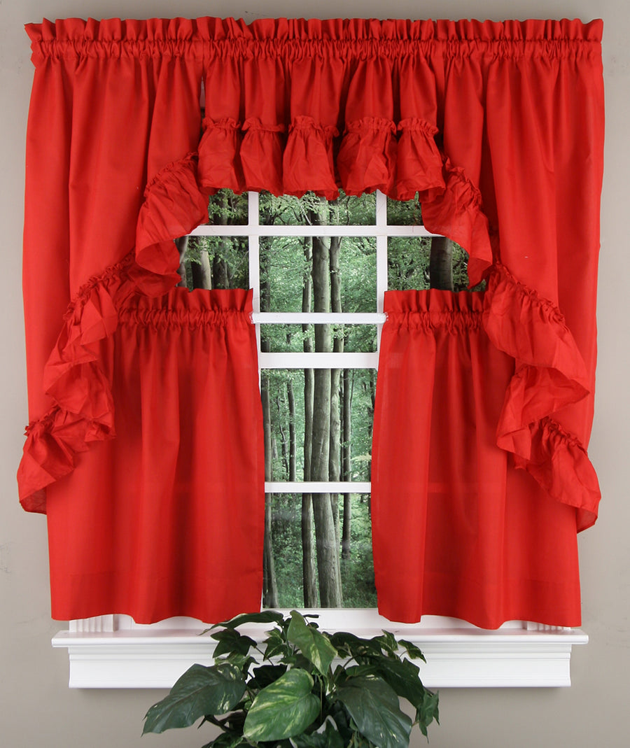 Stacey Ruffled kitchen Curtains - Ellis Curtains – Swags Galore